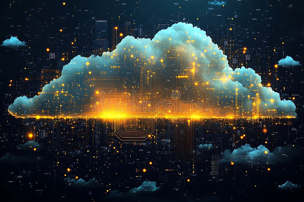 Futuristic Cloud Computing Network Abstract Digital Data Center Illustration Stock Illustration ...