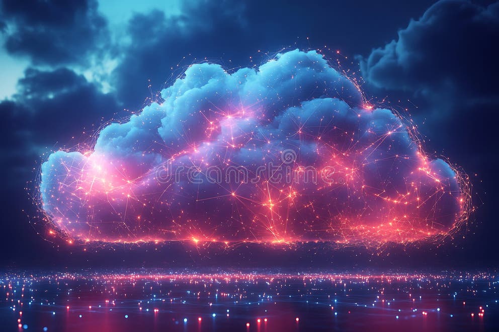 Futuristic Cloud Computing Network Abstract Digital Data Cloud Illustration Stock Illustration ...