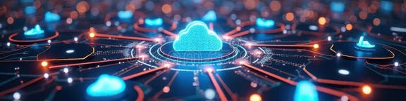 Futuristic Cloud Computing Network with Digital Nodes and Glowing ...