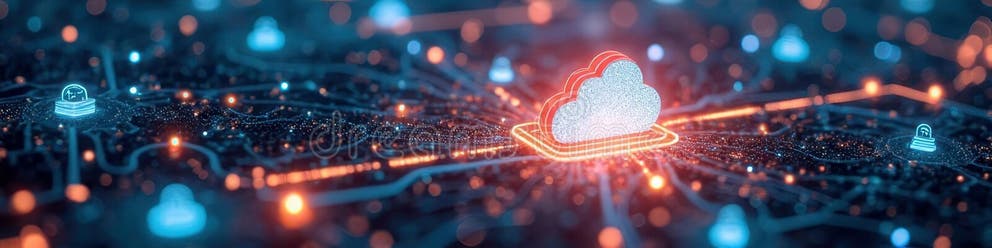 Futuristic Cloud Computing Network with Glowing Connections in a ...