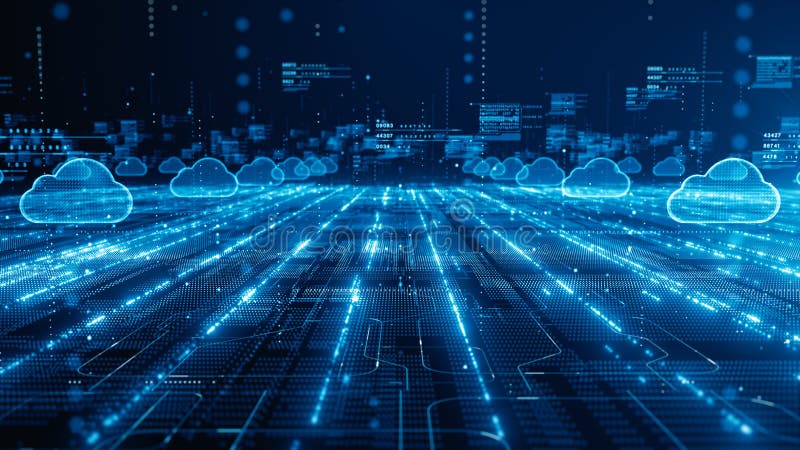 Futuristic Cloud Computing Network with Glowing Digital Pathways, Representing Cloud Technology ...