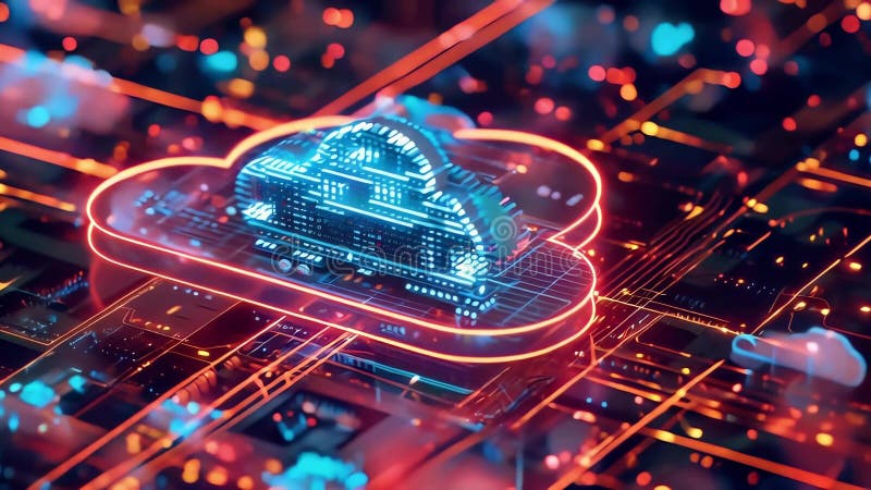 Futuristic Cloud Computing Technology Concept. Abstract Cyber Network Connection Stock Video ...