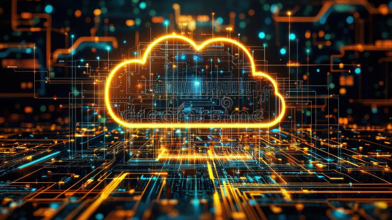 Futuristic Cloud Computing Technology Digital Visualization Stock Illustration - Illustration of ...