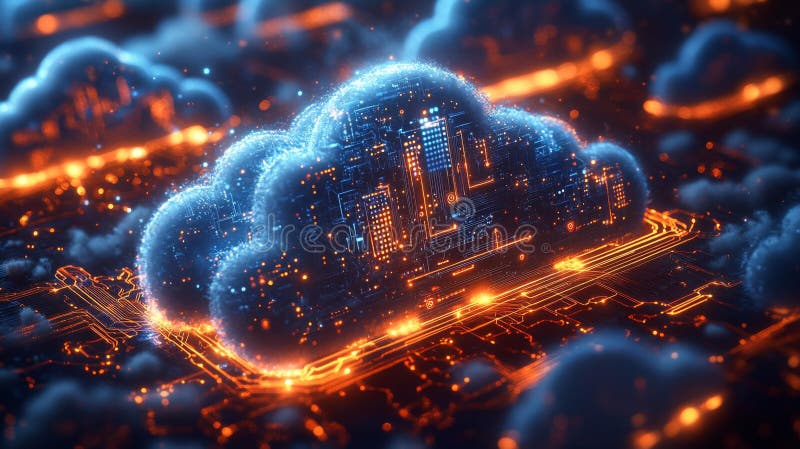Futuristic Cloud Computing Visualization Generative AI Stock ...