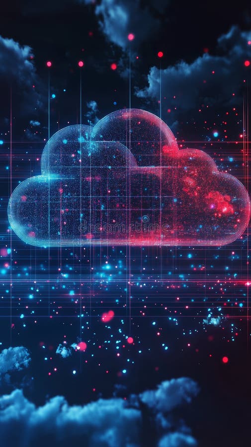 Futuristic Cloud Data Concept with Digital Grid Networking and Cyber ...