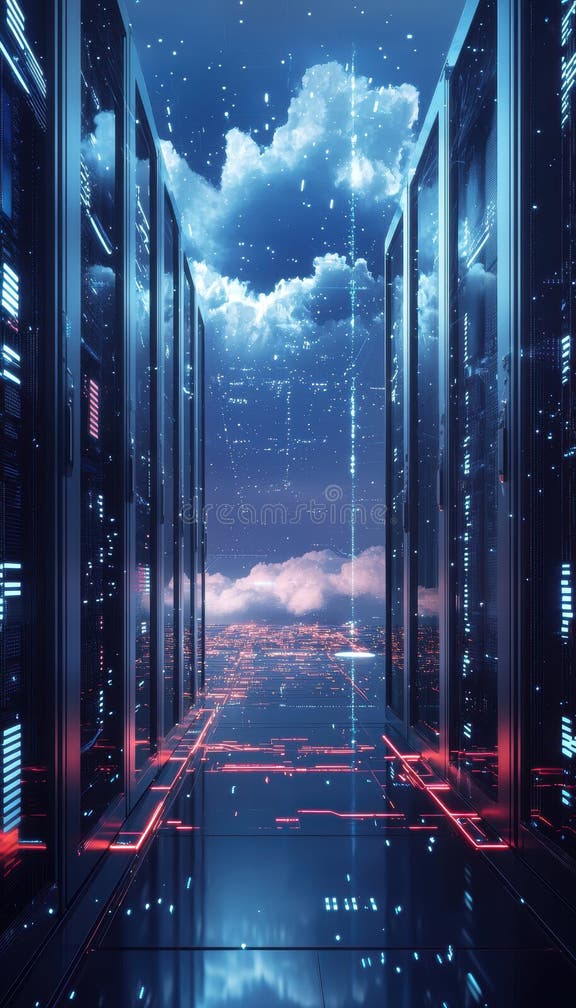 Futuristic Cloud Data Security with Glowing Pathways and Tech Elements ...