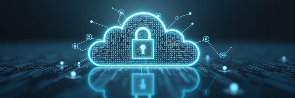 Futuristic Cloud with Digital Lock and Data Streams, Cybersecurity ...