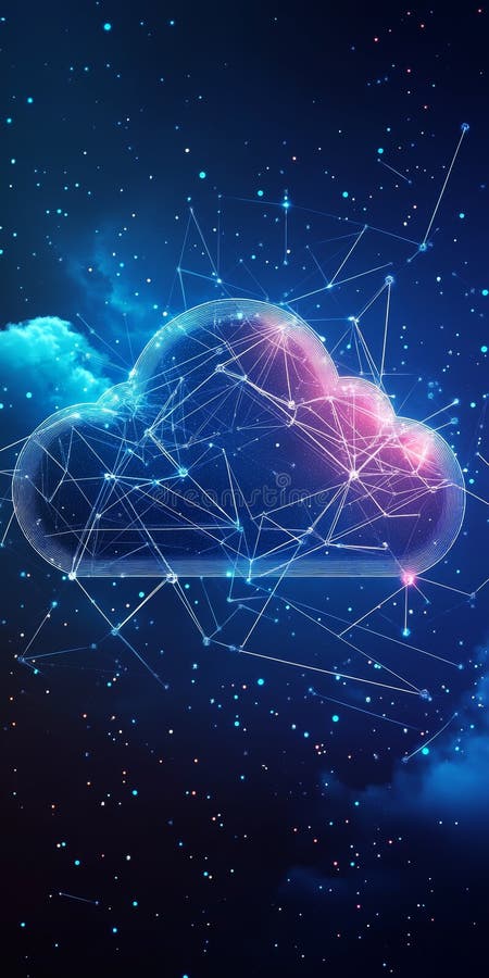 Futuristic Cloud Network Visualization with Digital Connections and ...