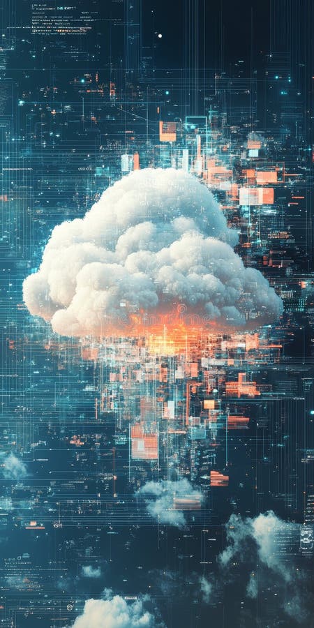 Futuristic Cloud Network Visualization: a Digital Landscape of Data and Technology Stock ...