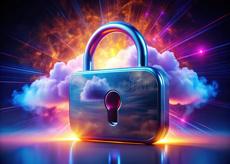 Futuristic Cloud Security Lock a Dynamic Visual Representation of ...