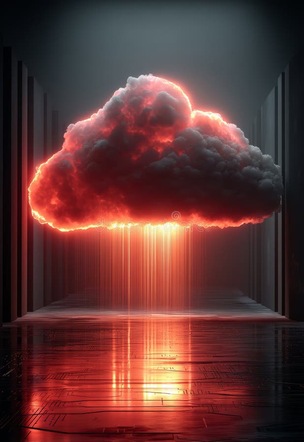 Futuristic Cloud Storage Concept with Vibrant Neon Glow and Radiant ...