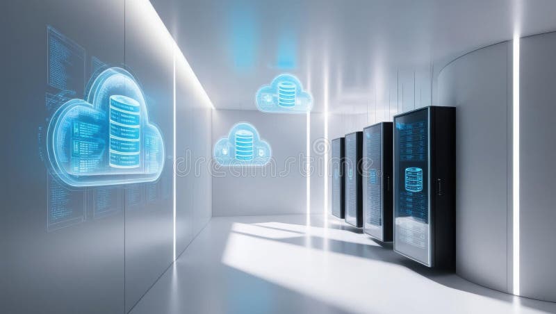 Futuristic Cloud Storage Infrastructure with Hologram Visuals and ...
