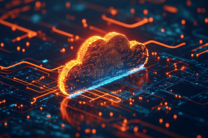 Futuristic Cloud Technology Concept with Digital Circuit Network ...