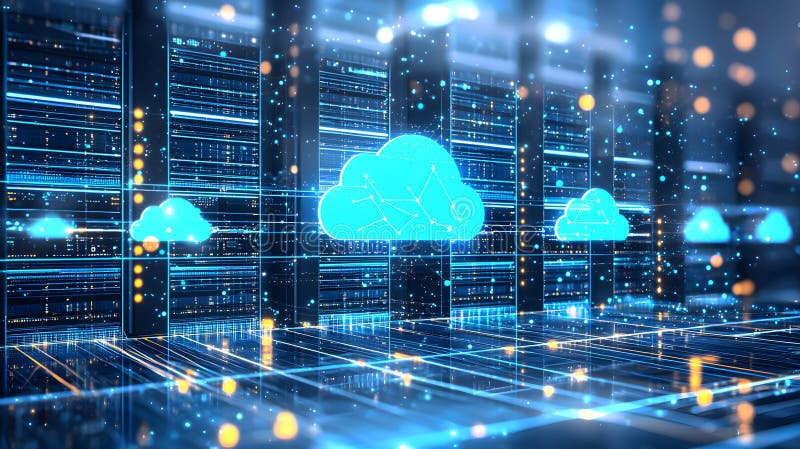 Futuristic Cloud Technology in a Digital Space Stock Illustration - Illustration of digital ...