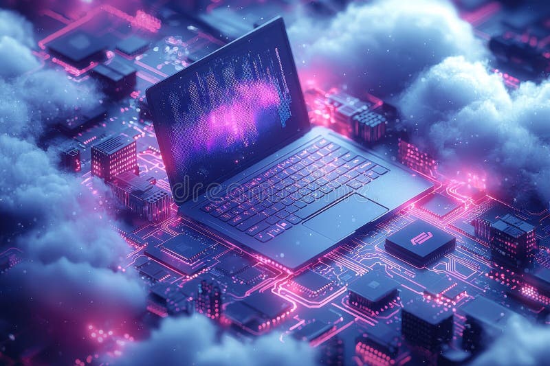 Futuristic Cloud Technology Isometric Circuit Design Digital Components Stock Photos - Free ...