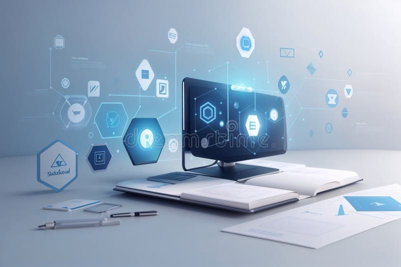 Futuristic Coaching & E-Learning Digital Interface Stock Illustration ...