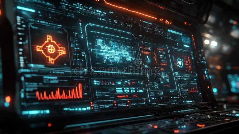 Futuristic Cockpit Display with Interactive Interface. Advanced ...