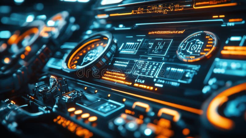 Futuristic Dashboard Displaying Crucial Data in Cockpit Stock Image ...