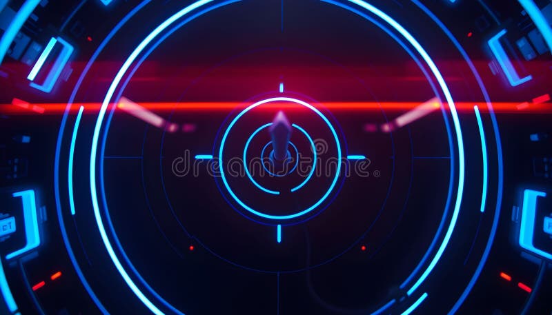 Futuristic Cockpit Interface with Neon Glow Display Stock Illustration ...