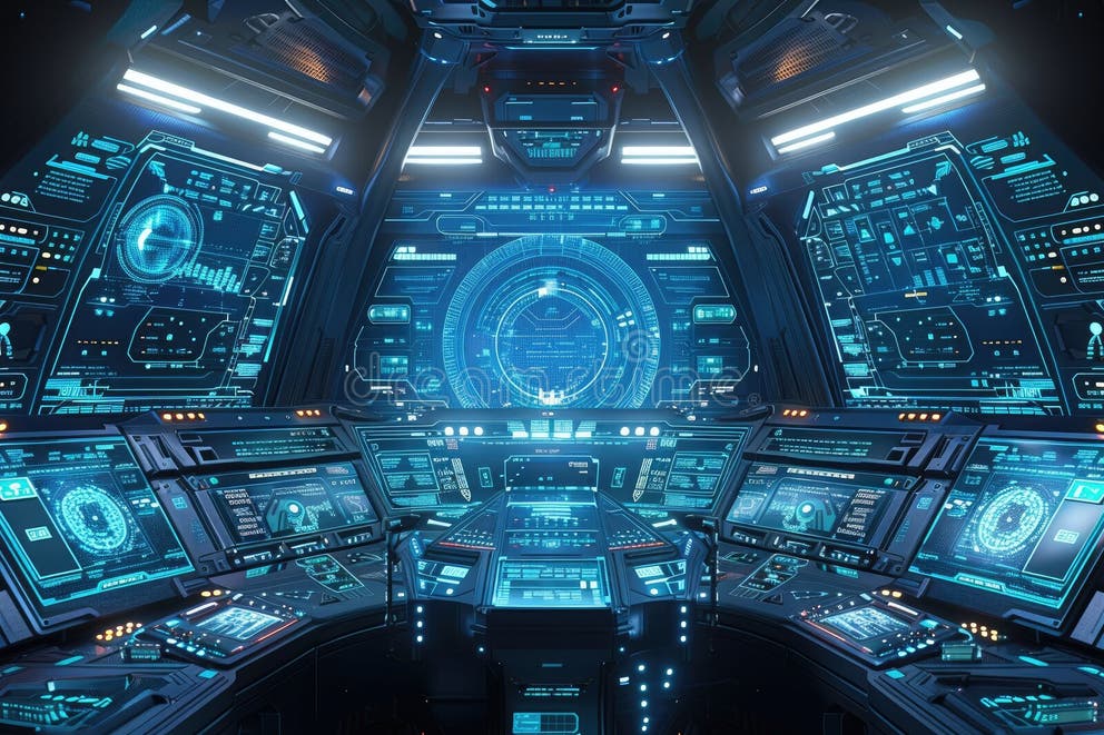 Futuristic Spaceship Cockpit Interface: Advanced Technology Control ...
