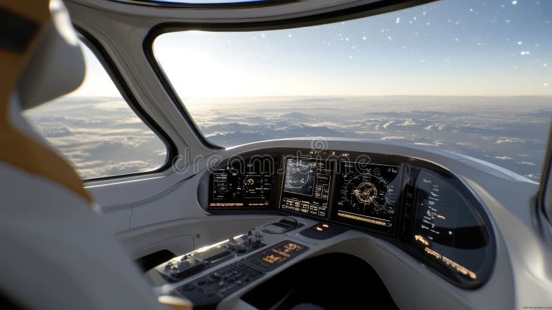 A Futuristic Cockpit with Sleek Displays and Controls Highlights ...