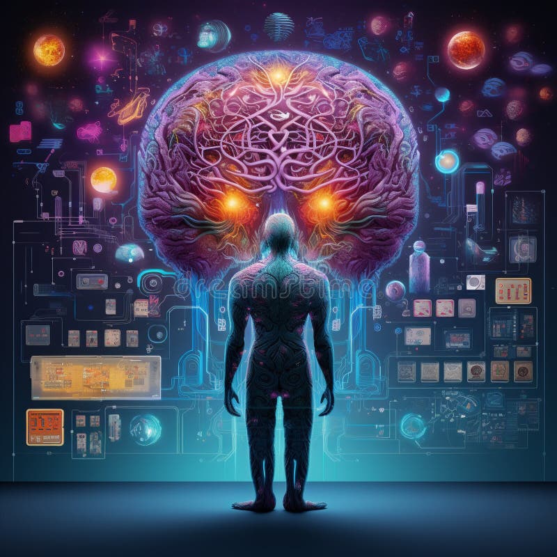 Futuristic Code-Filled Diagram of the Endocrine System Stock Photo ...