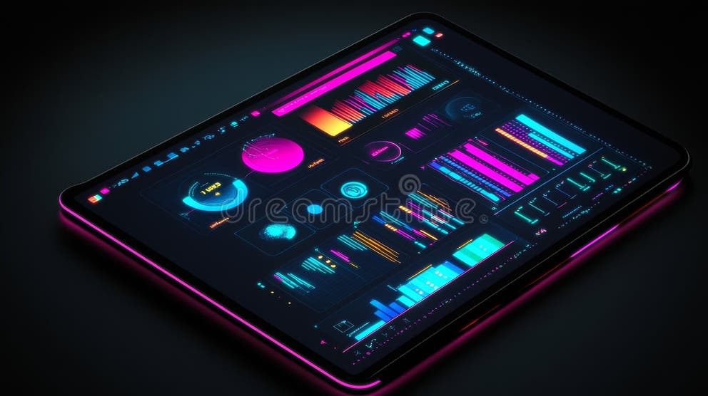 Futuristic Coding Lesson App Features Dynamic Visuals on Sleek Tablet ...
