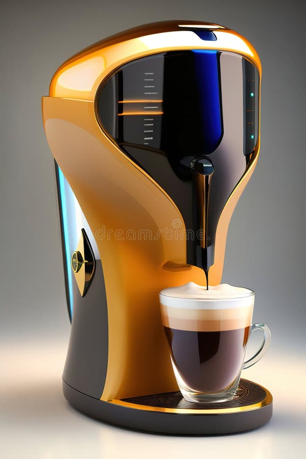 Futuristic Coffee Machine Stands in the Studio, Ai Stock Illustration ...