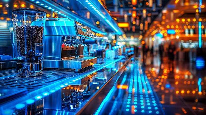 Futuristic Coffee Shop Design Concept Stock Illustration - Illustration ...