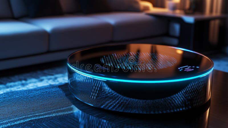 Futuristic Coffee Table Smart Assistant Voice Recognition Patterns ...