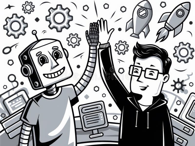 Human Robot Handshake Futuristic High Tech Environment Stock Photos ...