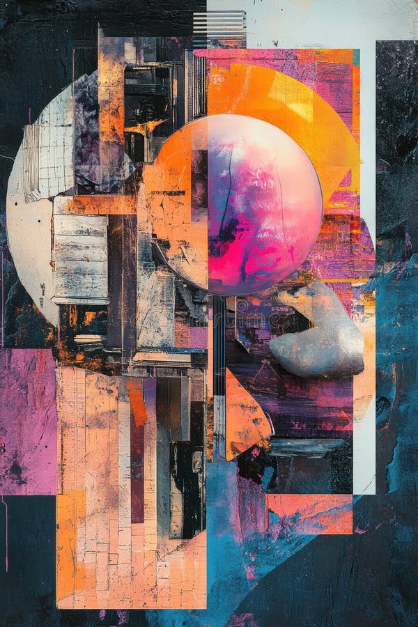 Futuristic Collage Art, Creative Collage Merging Technology, Cosmic ...
