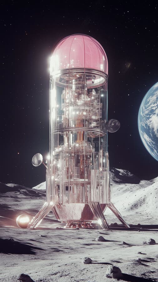 A Futuristic Colony on the Moon, Featuring Glass-domed Habitats. Stock ...