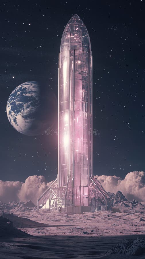 A Futuristic Colony on the Moon, Featuring Glass-domed Habitats. Stock ...