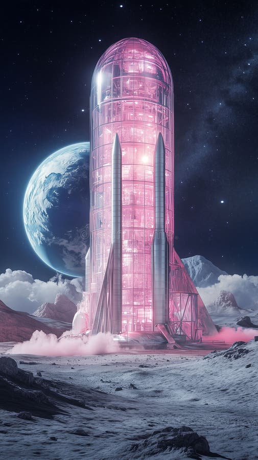 A Futuristic Colony on the Moon, Featuring Glass-domed Habitats. Stock ...