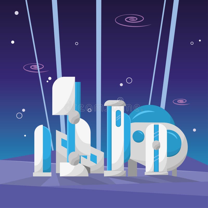 Futuristic Colony Skyline. Vector Stock Vector - Illustration of ...