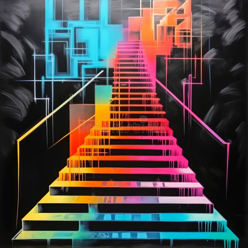 Futuristic Color Ladder and Ladder of Success Concept Stock ...