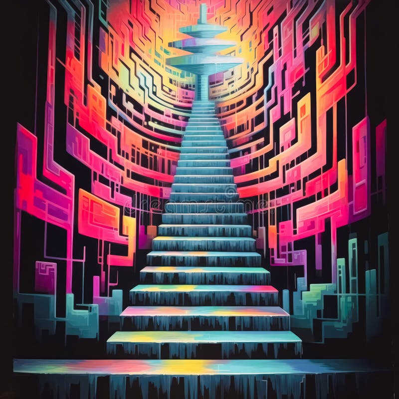 Futuristic Color Ladder and Ladder of Success Concept Stock ...