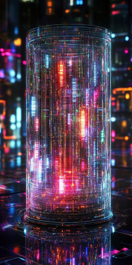 Futuristic Colorful Light Effect Abstract Cylinder with Glowing ...