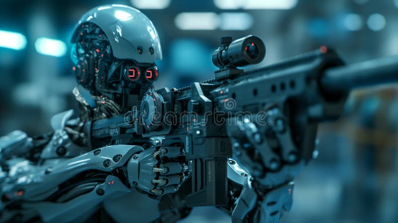 Advanced Combat Robot with Weapon Stock Photo - Image of intelligence ...