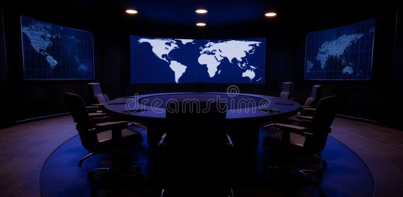 In a Futuristic Command Center, 3D Rendering of a Conference Room Stock ... In a Futuristic Command Center, 3D Rendering of a Conference Room Stock ...