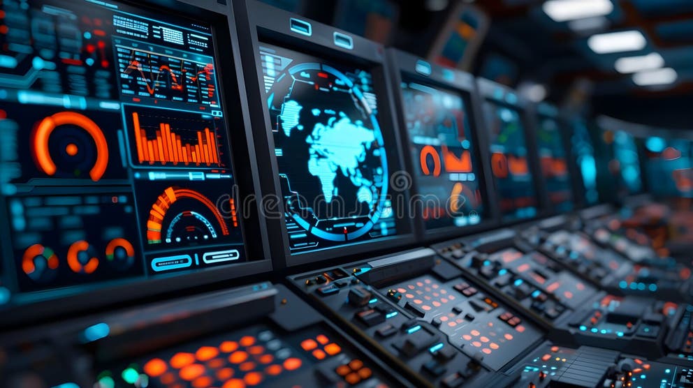 Global Monitoring Control Panel Stock Photo - Image of intelligence ...