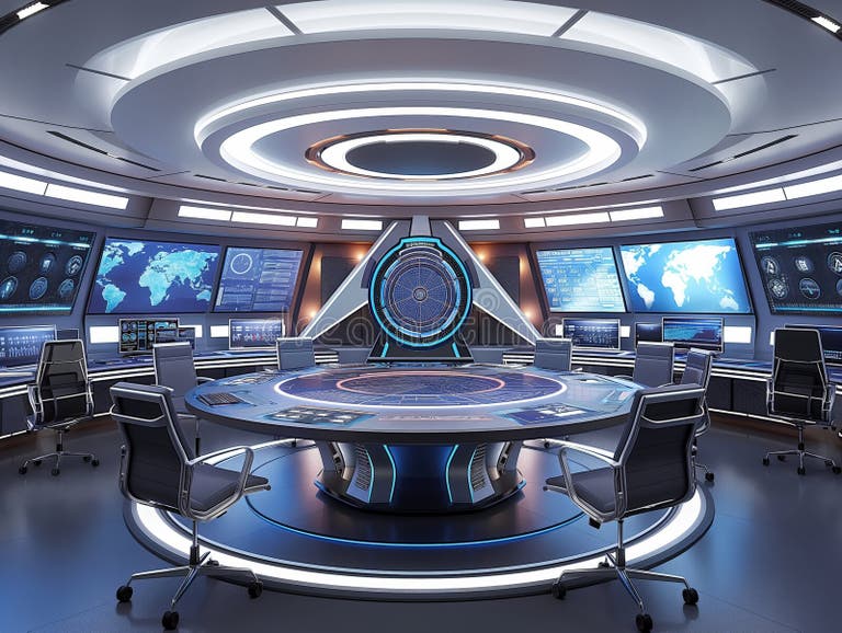 Futuristic Command Center Interior Stock Image - Image of strategy ...