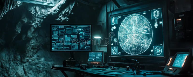 Futuristic Command Center Located within a Mountain Showcasing Advanced ...