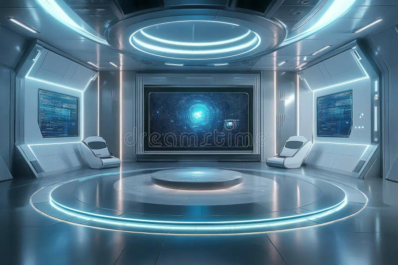 Futuristic Command Center Showing Interstellar Exploration Data, with ...