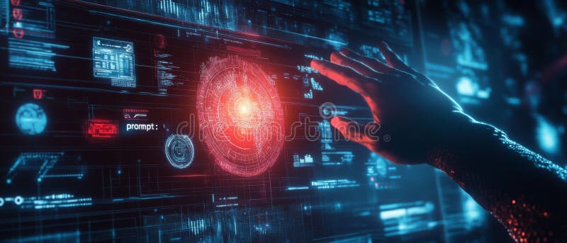 Futuristic Command Prompt on Holographic Screen Stock Illustration ...