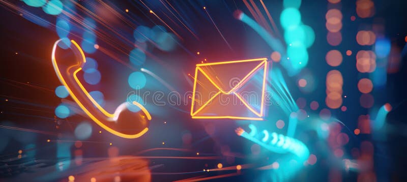 Futuristic Communication Concept with 3D Glowing Email Envelope and ...