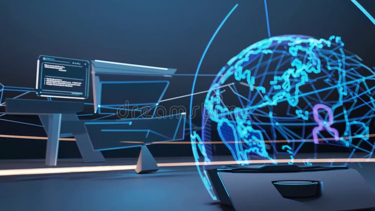 Futuristic Communication Network Visualizes Data Exchange and Global ...