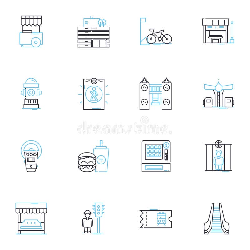 Futuristic Communities Linear Icons Set. Utopian, Dystopian ...