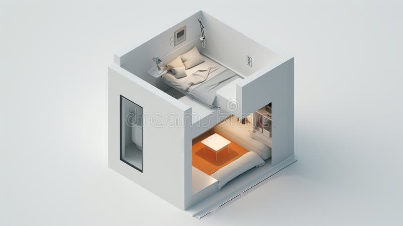 Futuristic Compact Apartment with Multi-level Design Stock Image ...